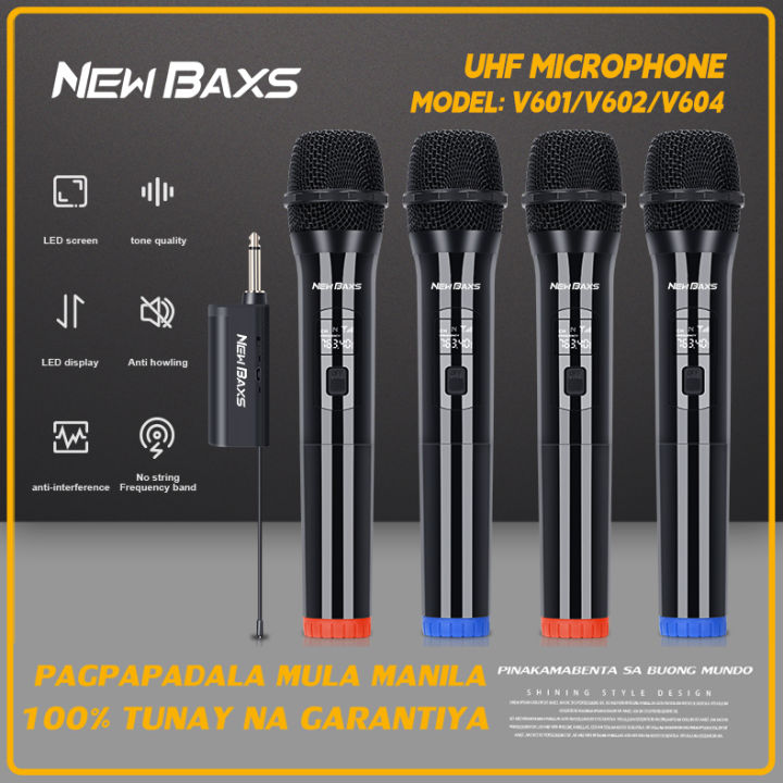 NEW BAXS 4 wireless microphone murah professional V601/V602/V604 UHF wireless na mikropono Plug ...