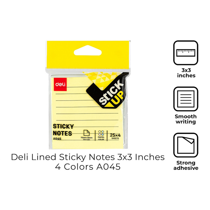 Deli Lined Sticky Notes 3x3 Inches 4 Colors A045 | Lazada PH