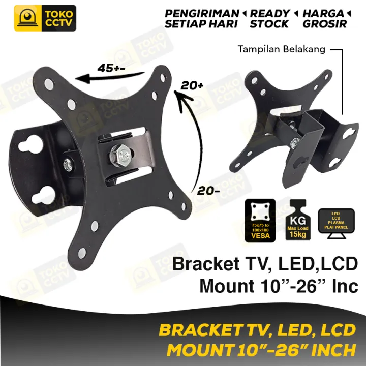 Bracket TV Monitor LED, LCD Mount to 10-26 Inch || Bracket TV Swivel ...