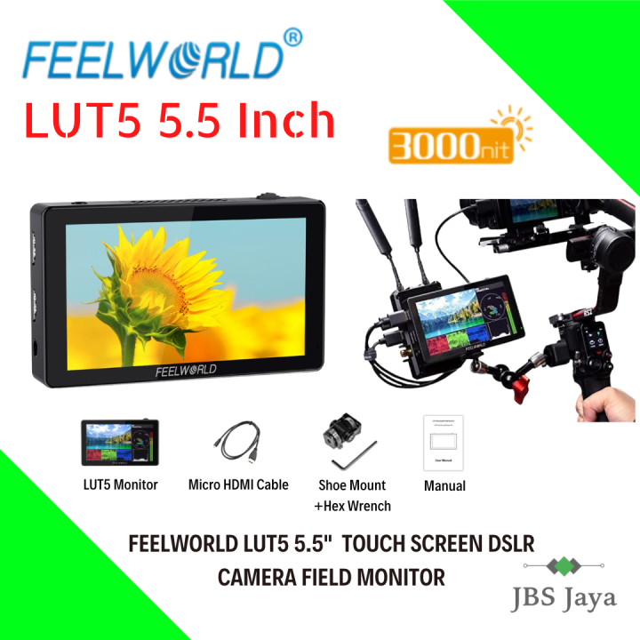 FEELWORLD LUT5 5.5" 3000Nit Touch Screen DSLR Camera Field Monitor | Lazada