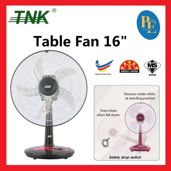 TNK 16" Safety Drop Switch Table Fan Kipas Meja 3 Speed SIRIM - TFT1658 | Lazada