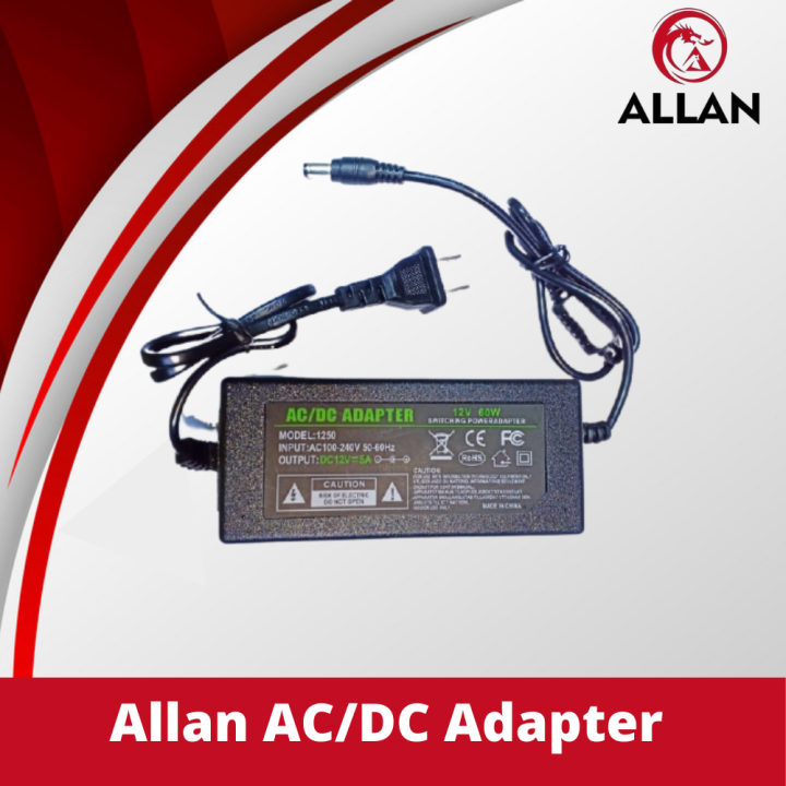 Allan 12V5A SWITCHING POWER ADAPTER AC/DC ADAPTER 1250 INPUT AC100-240V ...
