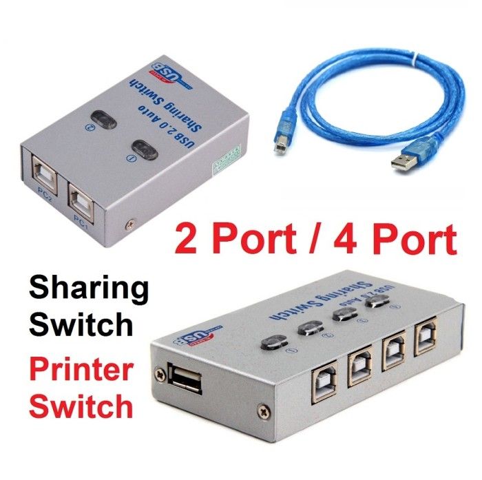 Auto Switch Usb Printer 2 Port 2Port 4 Port Sharing Switcher USB 2.0 | Lazada Indonesia