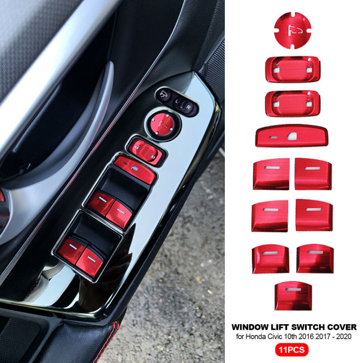 RacingCar 11pcs Car Door Window Lift Switch Sequin Lid Cover Trim Fit ...