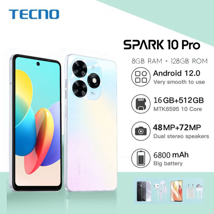 TECNO SPARK 10pro ( 8GB RAM + 128GB ROM | 4GB RAM + 128GB ROM ) - Octa-Core CPU - 16MP Clear ...
