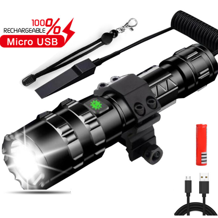 Super Bright Touch Light 6000Lumens LED Flashlight Ultra Bright L2 USB ...