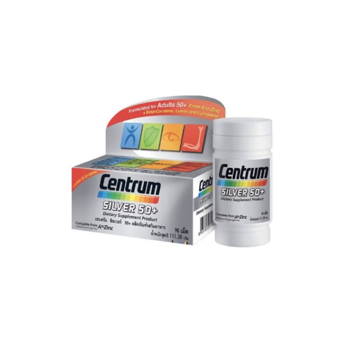 Centrum Silver 50+ A to Zinc+Beta Carotene, Lutein and Lycopene 90 เม็ด ...