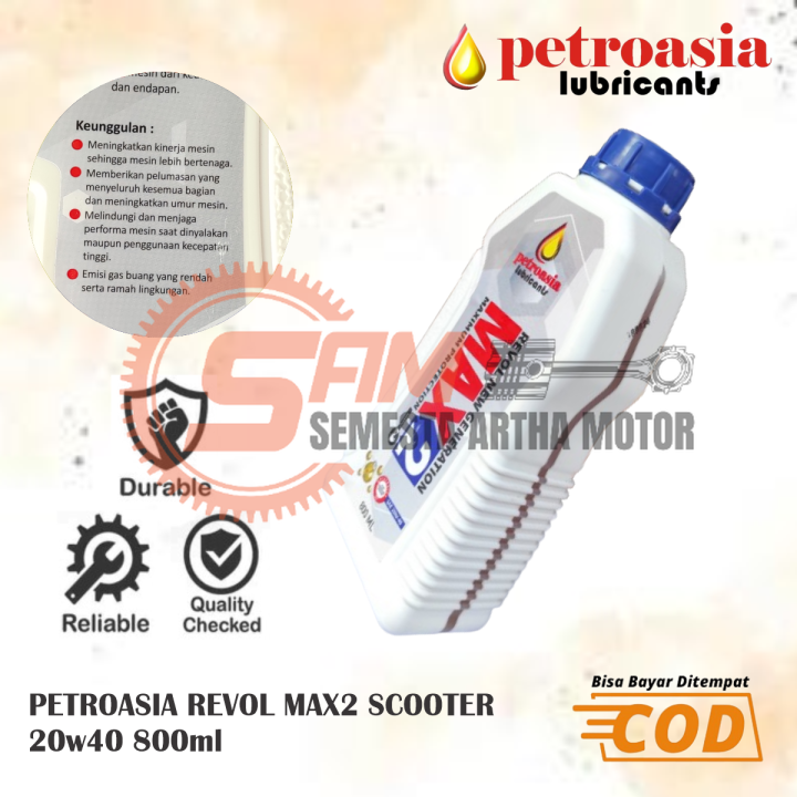 Oli Petroasia Revol MAX2 Scooter 20w40 800ml API SF 0.8L Motor Matic Beat Mio Vario | Lazada ...