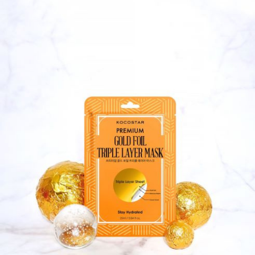 KOCOSTAR Premium Gold Foil Triple Layer Face Facial Mask Pack Sheet [1 ...