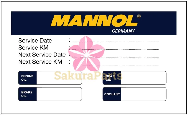 MANNOL GERMANY High Quality Service Mileage Sticker for Engine Oil ...