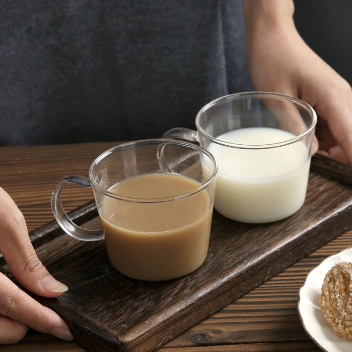 DELISOGA Clear glass coffee cup drinking water glass teacup with handle ...