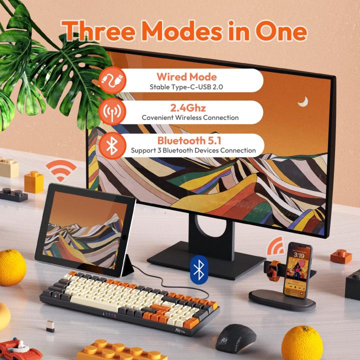 [feiji] RK ROYAL KLUDGE RK100 2.4G Wireless/Bluetooth/Wired RGB ...