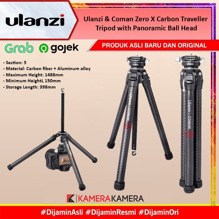 Ulanzi & Coman Zero X Carbon Traveller Tripod with Panoramic Ball Head ...