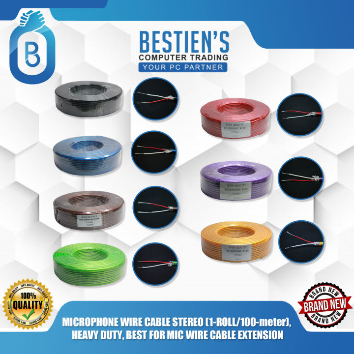 MICROPHONE WIRE CABLE STEREO (1-ROLL/100-meter), HEAVY DUTY, BEST FOR ...