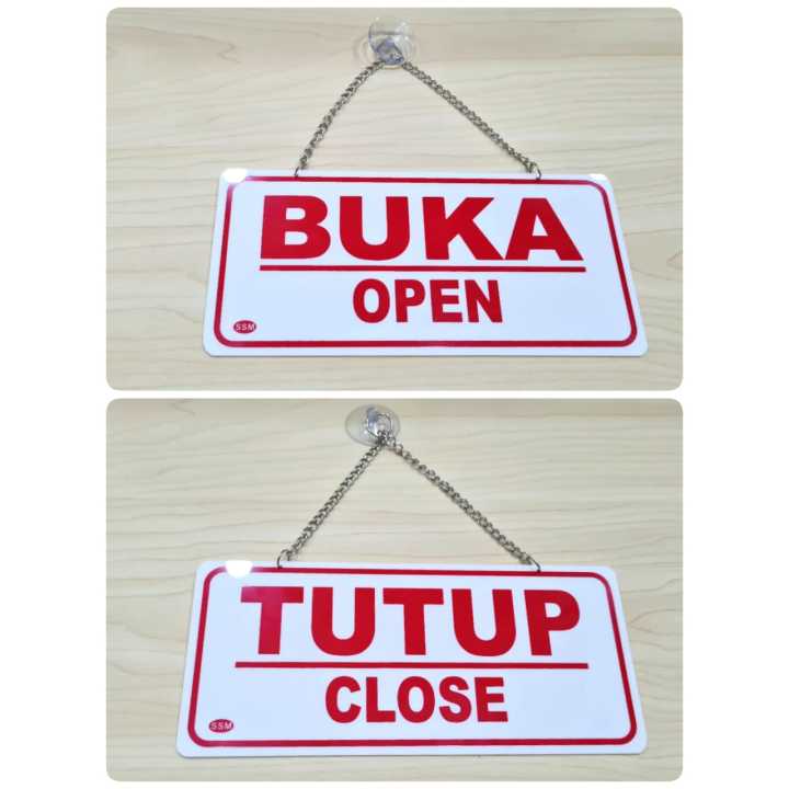 Sign Label Akrilik MEDIUM BUKA TUTUP RANTAI | Lazada Indonesia