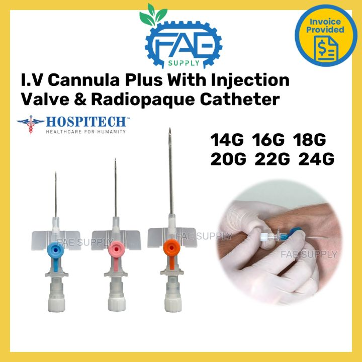 Hospitech IV Cannula Plus With Injection Valve & Radiopaque Catheter ...