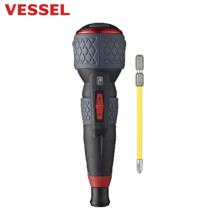 VESSEL Electric Screwdriver Set With LED Light 3-Speed USB Charge Torque Control With Phillips ...