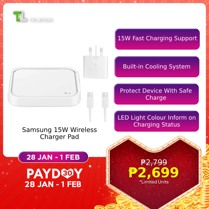 Samsung 15W Wireless Charger Pad P2400 with TA | Adaptive Fast Charging | Built-in Cooling ...