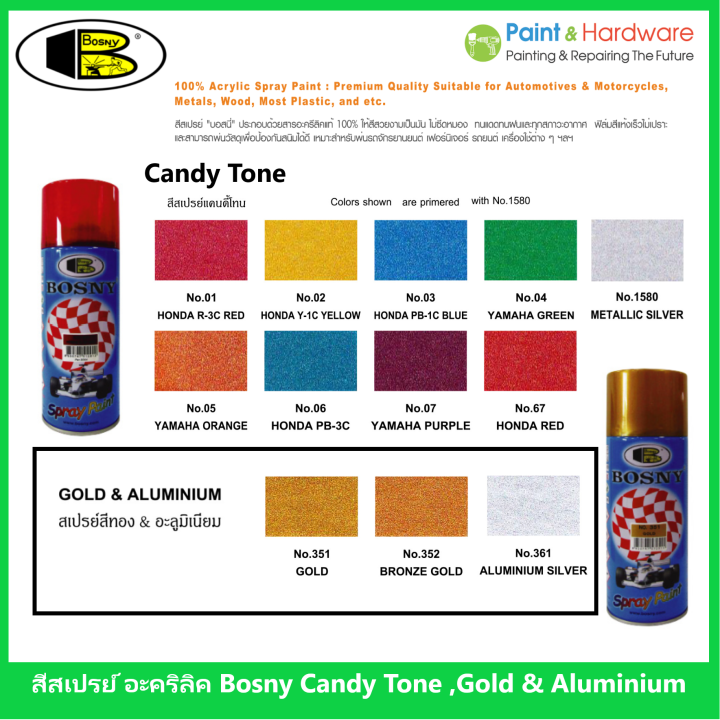 Bosny สีสเปรย์ บอสนี่ อะคริลิคแท้ 100% - เฉดสีแคนดี้โทน (Candy Tone ...