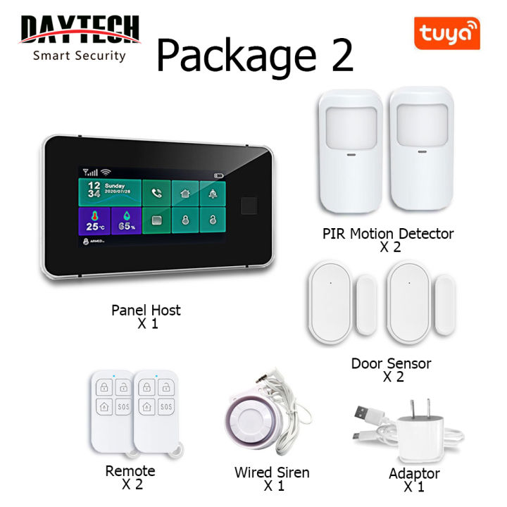 DAYTECH Tuya WiFi Gsm Security Alarm System Fingerprint Arming Temperature And Humidity Display ...