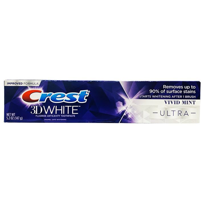 Crest 3D White Ultra Vivid Mint Toothpaste, Removes Up to 90% of ...