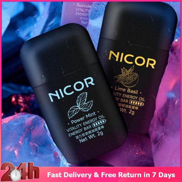 NICOR Cleansing Nasal Herbal Box Essential Double Hole Energy Bar Energizing Nasal Inhaler Stick ...