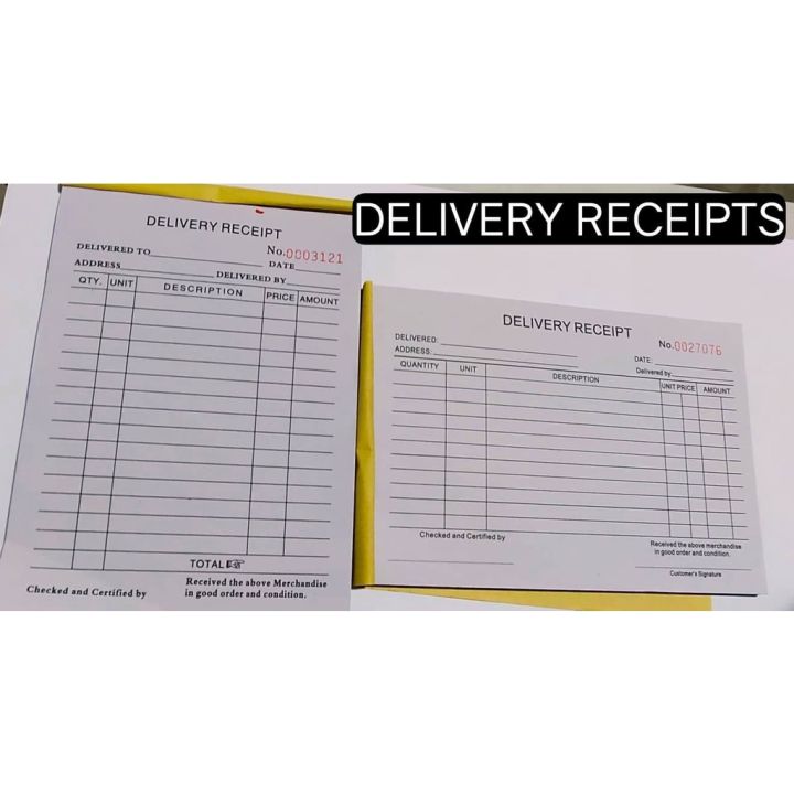 Delivery Receipt carbonized 2 PLY or 3 PLY landscape or portrait ...