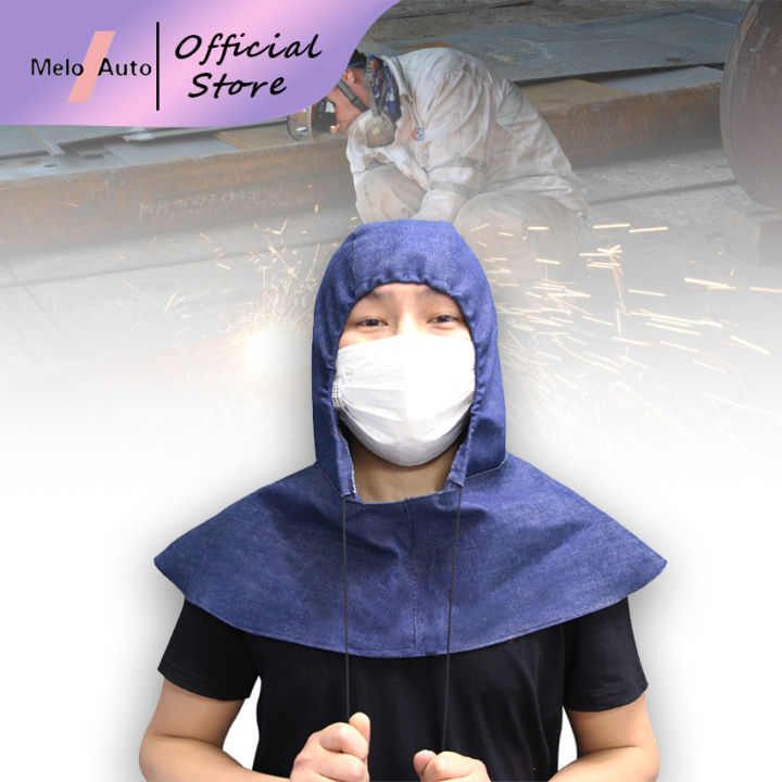 Denim Fabric Flame-Retardant Welding Cap Welding Hood Shoulder Head ...