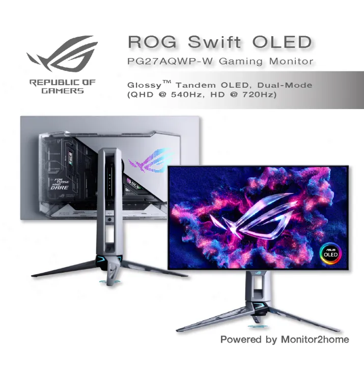 Asus ROG Swift OLED PG27AQWP-W Gaming Monitor Glossy™ Tandem OLED, Dual ...