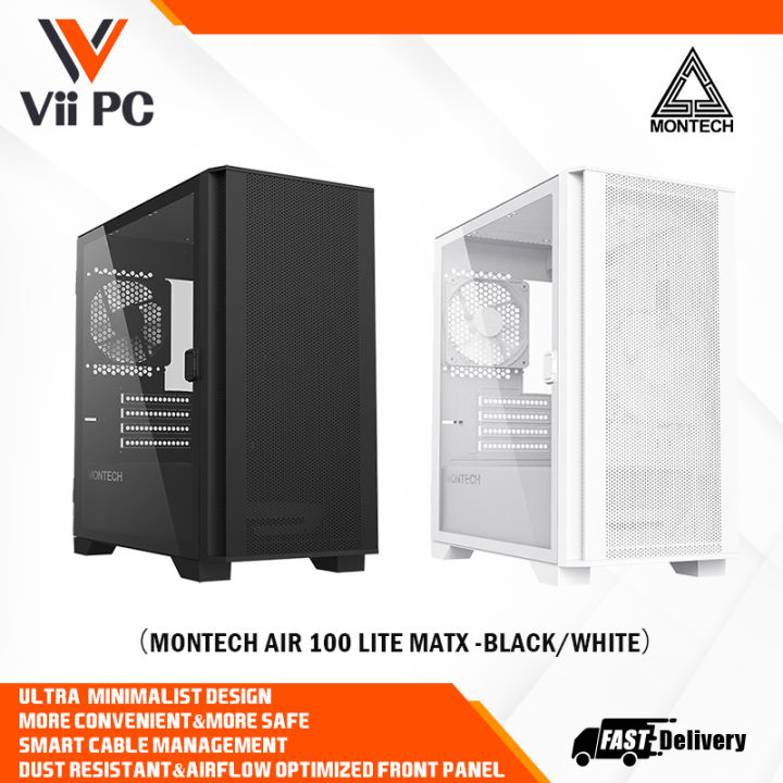 Montech AIR 100 LITE, Micro ATX Case, 2 Silent Fans, Fine Mesh Front ...