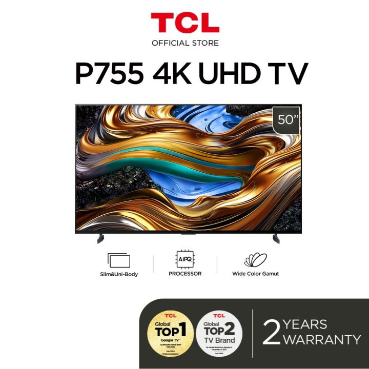 TCL 50 "4K UHD TV with wide color gamut, MEMC, T-screen 50p755 | Lazada