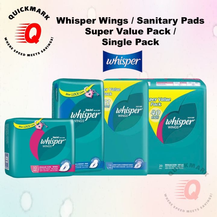 Whisper Heavy Flow Overnight Wings 32s / Regular Flow Wings 10s / 40s ...