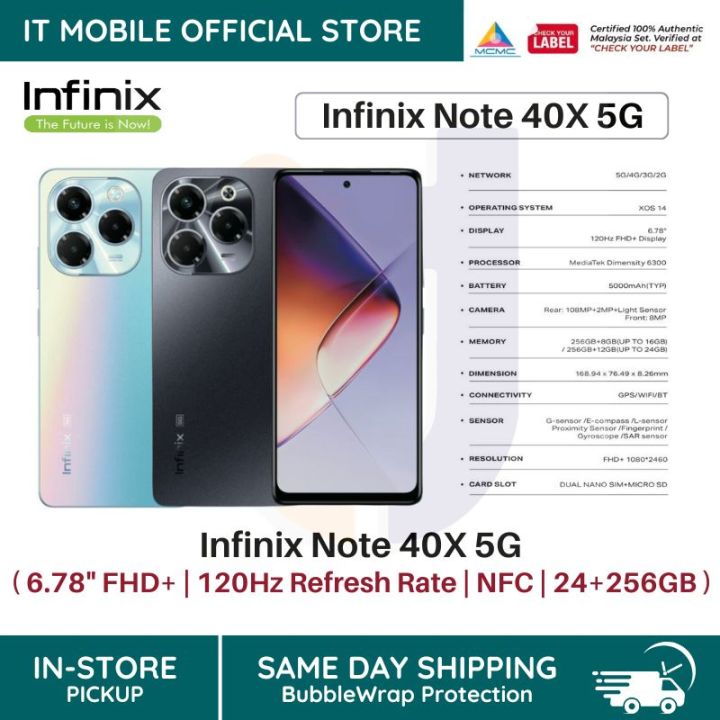 Infinix Note 40X 5G Smartphones | 6.78" FHD+ Display | Dimensity 6300 ...