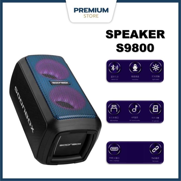 Soonbox S9800 Speaker bluetooth TWS speker soonbox LED ligth spiker blutut wireless | Lazada ...