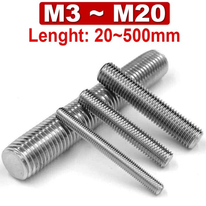 304 Stainless Steel Full Thread Bar Screw Threaded Tooth StripThreaded Rod M3 M4 M5 M6 M8 M10 ...