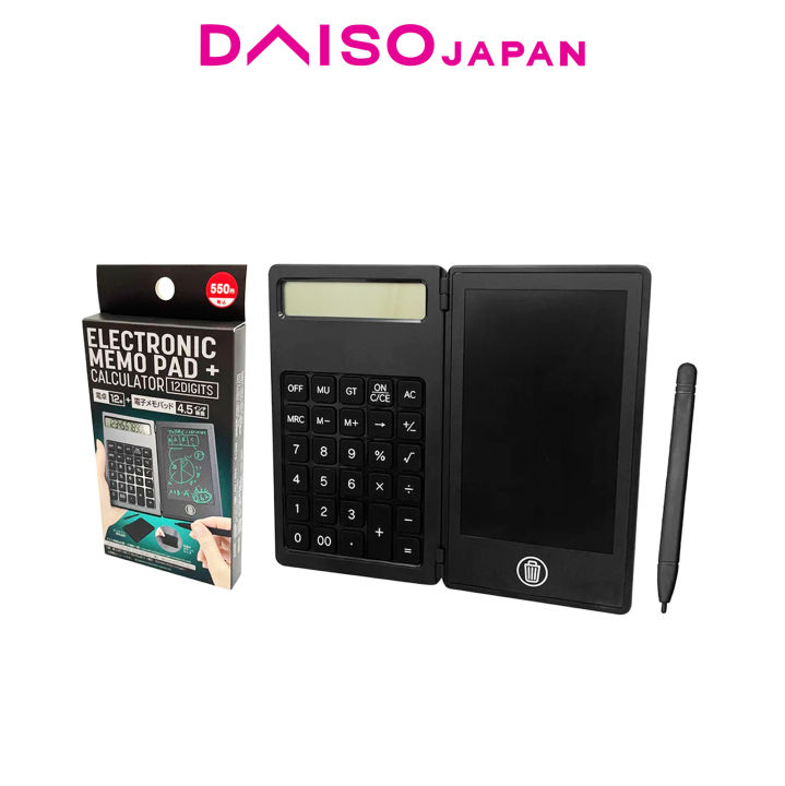 Daiso Mini Calculator with Electronic Memo Pad (Black) | Lazada PH
