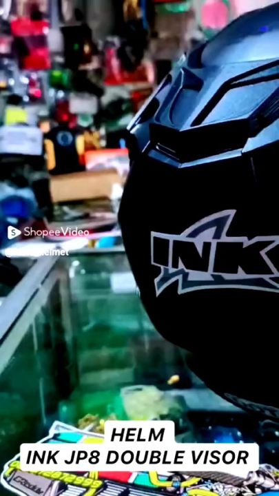 HELM INK DOUBLE VISOR ORIGINAL MERK HRK EMBOSS SNI TERLARIS MOTORCYCLE ...