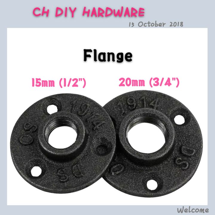 15mm (1/2") , 20mm (3/4") Flange Black Malleable Threaded Floor Flange ...