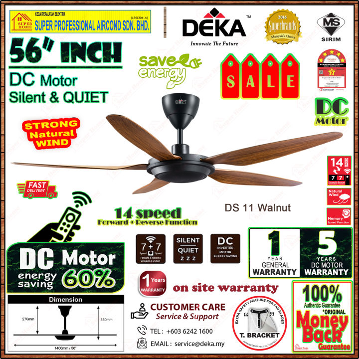 Deka Ceiling Fan DS 11 WN Remote Control Ceiling Fan 56 inch DC Motor 5 ...