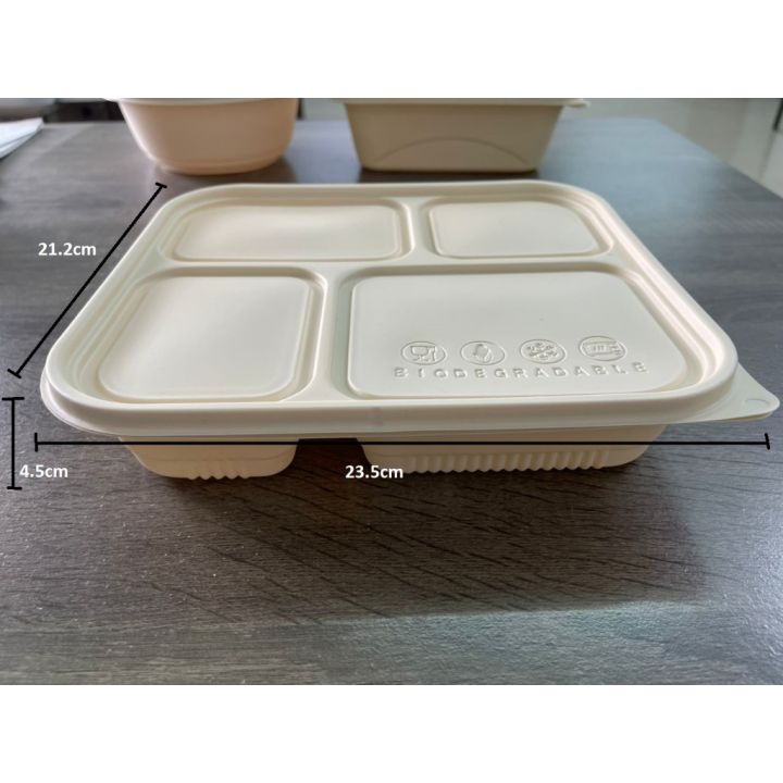 [50pcs] [3 Type] Corn Starch Compartments Container with Lids / Bio ...