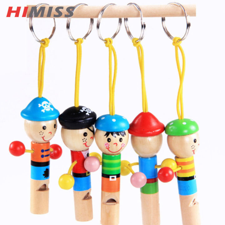 HIMISS RC Children Cute Cartoon Wood Hanging Pirate Whistle Key-chain ...