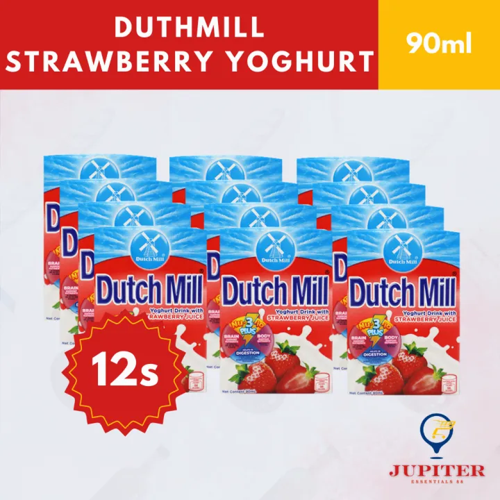 Dutch Mill Yoghurt Drink Strawberry Saverspack 90ml x 12 brick | Lazada PH