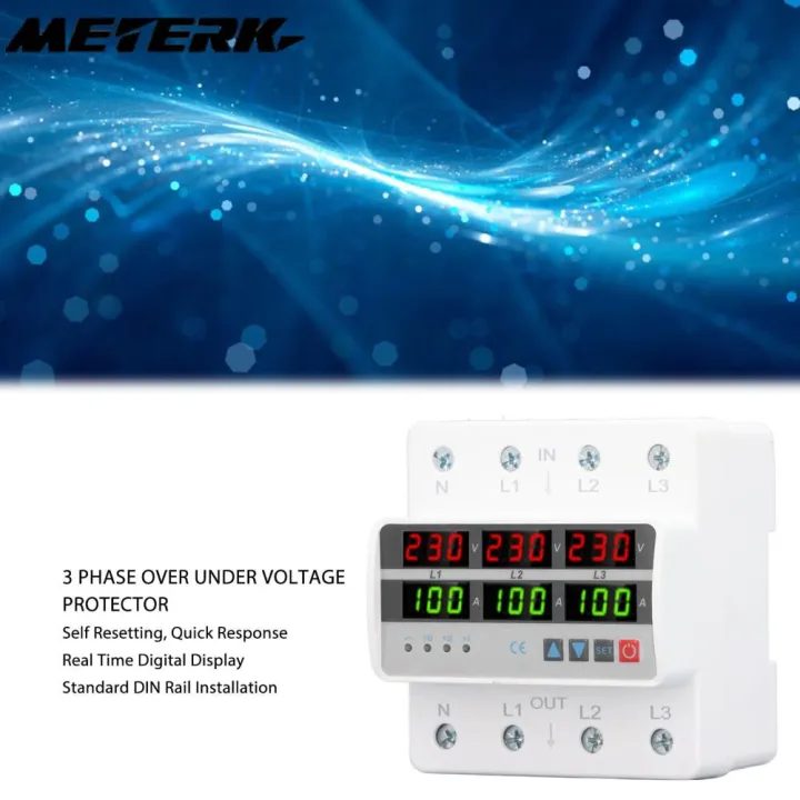 3 Phase DIN Rail Voltage Current Protector with Self Resetting Over ...