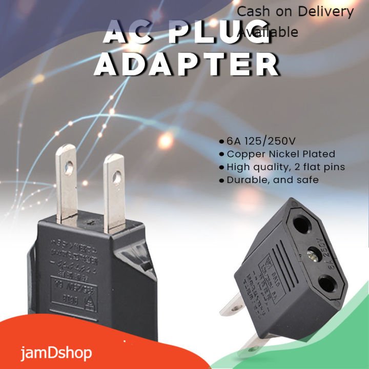 jamDshop AC Power Flat Plug Adaptor (2 LEG ) EU to US Plug Travel ...