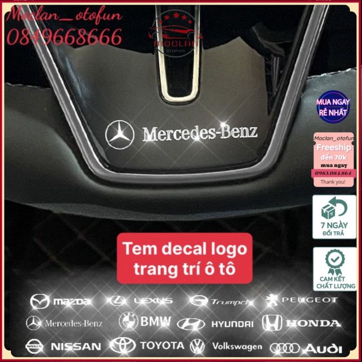 (5cmx1.5cm) Tem nhôm Decal logo Dán Trang Trí Nội Thất Ô Tô,tay nắm cửa ...