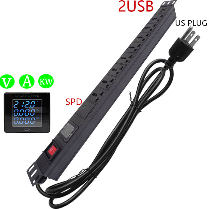 Cabinet Server Pdu Power Strip With Surge Protection Voltage Current Power Display Meter 8