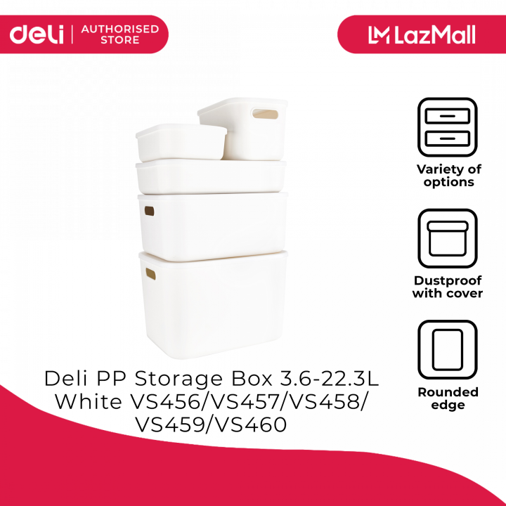 Deli VS456/VS457/VS458-WH VS PP Storage Box 3.6/7.2/7.9L White | Lazada PH