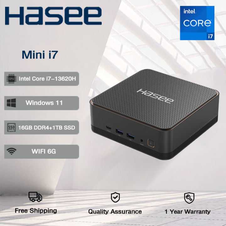 ใหม่เอี่ยม Hasee Mini I7 PC Windows 11คอมพิวเตอร์ขนาดเล็กรุ่น13th Intel Core I7-13620H 4.9GHz 10 ...