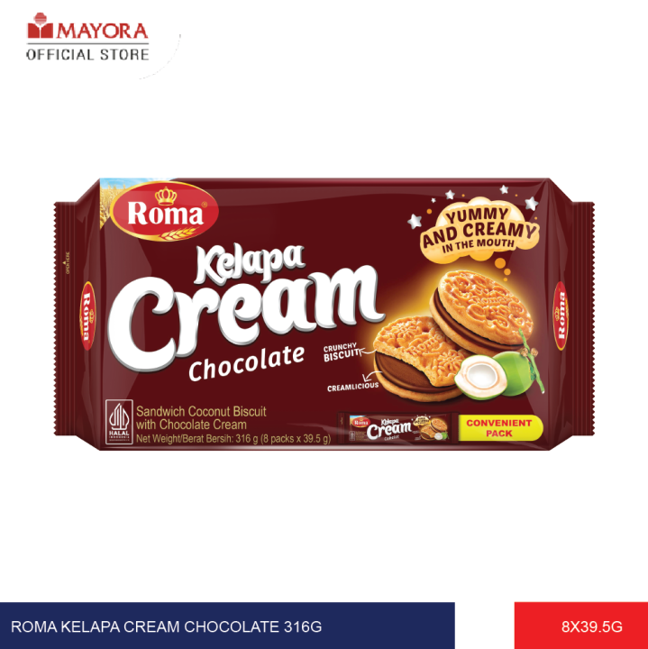 Roma Kelapa Cream Biscuit 316g, (8s x 39.5g) - Chocolate | Lazada