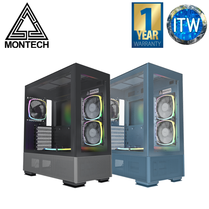 Montech Sky Two ATX/MicroATX/Mini ITX Tempered Glass PC Case (Morocco ...